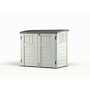 Suncast Horizontal Outdoor Storage Shed for Backyards and Patios 34 Cubic Feet Capacity for Garbage Cans, Tools and Garden Accessories, No Size, Vanilla