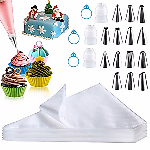 Piping Bags Disposable 100pcs, firstake 12 Inch Thickened Pastry Bags, Anti Burst Frosting Bags, Non-slip Icing Piping Bags and Tips Set for Baking Cupcake, Cookies and Cake Decorating