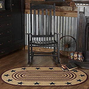 VHC Brands Potomac Jute Rug Oval Stencil Stars w/Pad 36x60