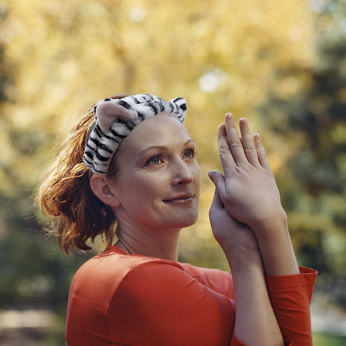 Hofar Tiger Face Wash Headband Hairband with Tiger Ears Coral Fleece Cartoon Cute Creative Hair Accessories