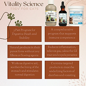 Vitality Science TRDV Protocol for Cats | 3 Part Holistic Treatment | Cat Probiotics for Diarrhea & Digestive Support | Cat Supplements for Cat Immune Support | Anti Diarrhea for Cats (Tuna, Small)
