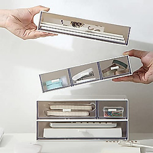 ICCGBHGO Desk Organizer, Plastic Desk Storage Organizer Office Stackable Storage Drawer, Desktop Table Craft Art Supply Organization and Accessories Caddy for Bathroom Home Dorm Office