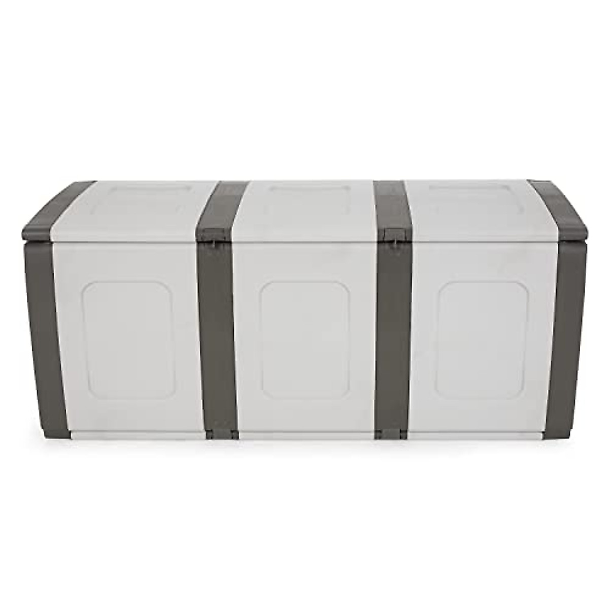 Homeplast Bold Indoor Outdoor Plastic Storage Trunk Resin Deck Box for Storing Pillows, Patio Cushions, and Firewood, 79 Gallon Capacity, Gray/Anthracite