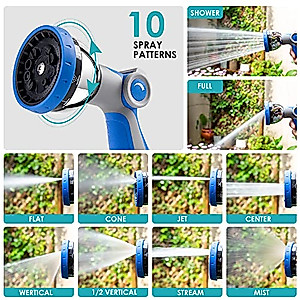 LOKIMSI Garden Hose Nozzle Sprayer，Features 10 Spray Patterns, Thumb Control, On Off Valve for Easy Water Control，Best for Watering Plants,Lawn& Garden,Washing Cars,Cleaning,Showering Pets