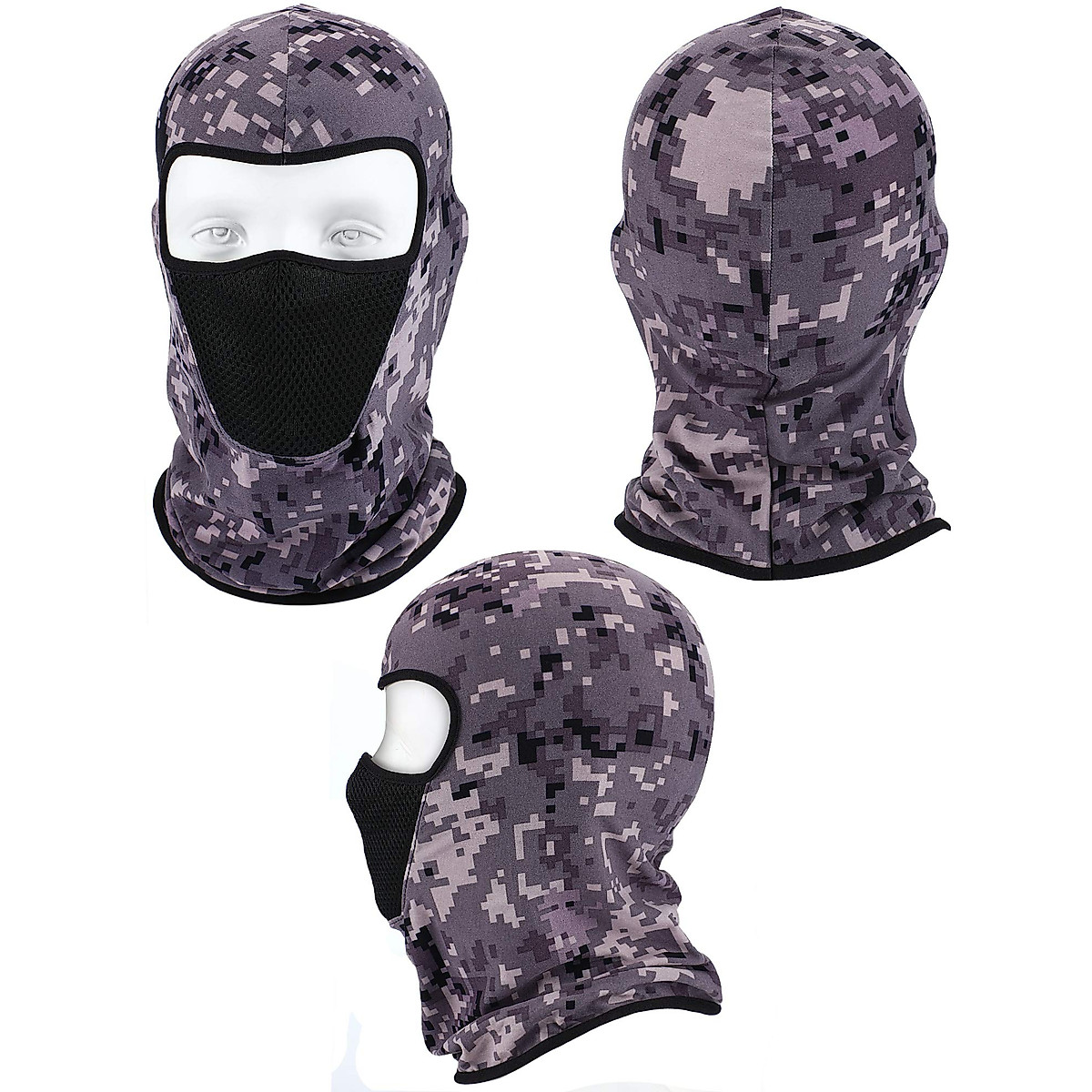 Blulu 4 Pieces Balaclava Full Face Mask Winter Windproof Balaclava Neck Sun Protection Breathable Face Cover (Camouflage)