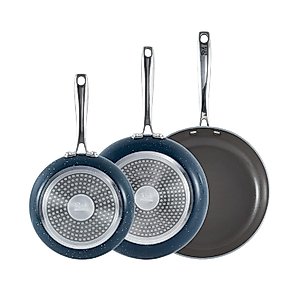 ROCKURWOK Non Stick Frying Pans Ceramic Pan, 3-Piece Set Cooking Pan with Stainless Steel Handle, 8" &10" and 12" Pan - Free of PFAS, PTFE, PFOA, Dishwasher Safe, Oven Safe