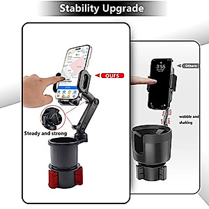 Car Cup Holder Phone Mount 2 in 1 Car Cup Holder Expander for Car Ultra Stability & 360°Rotation Cup Holder Extender with Adjustable Base Compatible with iPhone Samsung Galaxy All Smartphones