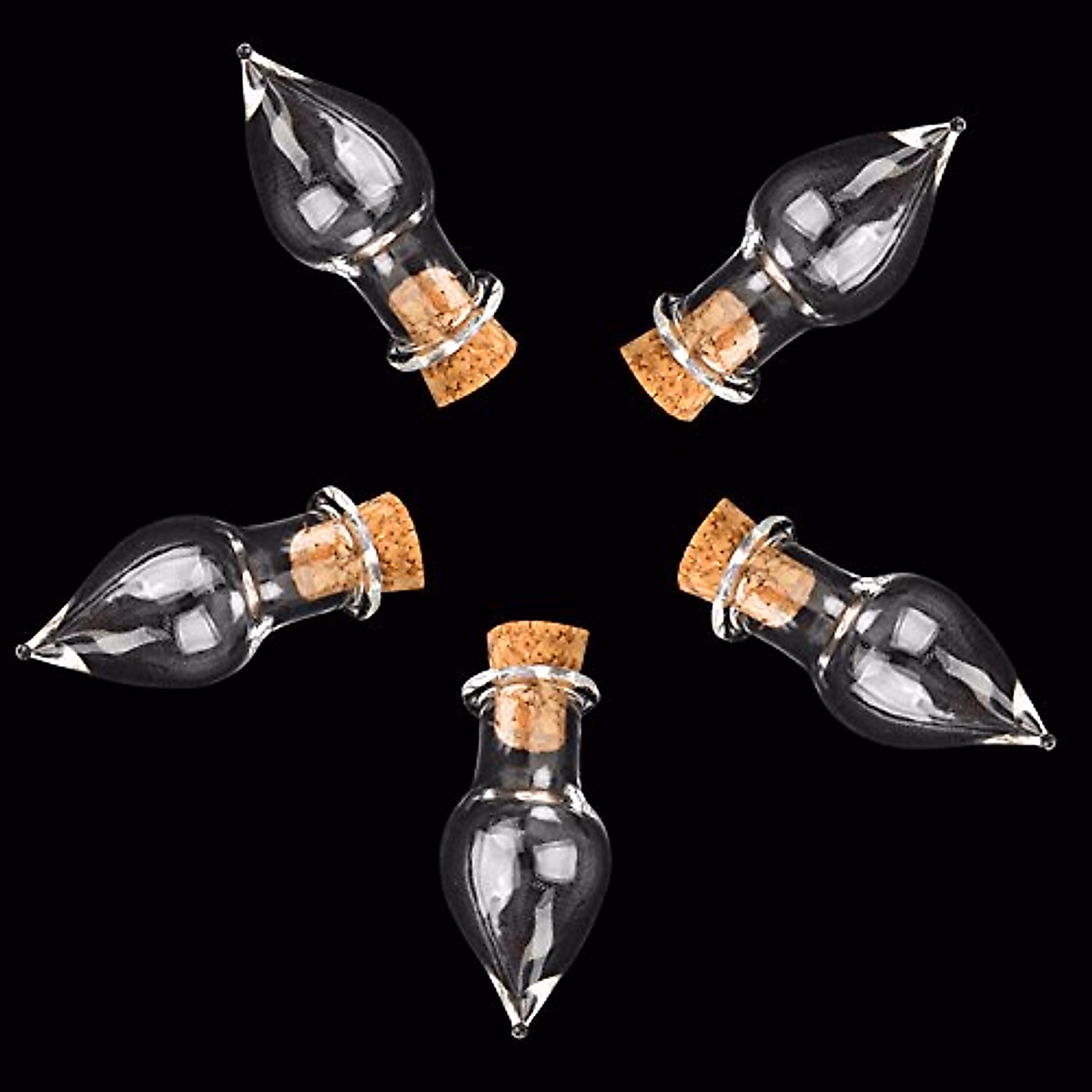 LEFV Mini Cork Top Glass Bottle Vial Charm 1 Inch - 12pcs Clear Bottles with Corks and 12pcs Eye Screws - Miniature Empty Sample Jars Message Bottle Small Tiny Size Pendant,Tapered