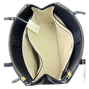 Tory Burch Women's Emerson Double Zip Tote Saffiano Leather With Gold Tone Hardware (Navy)