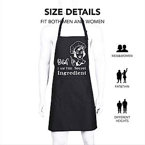 Ihopes Funny Black Apron for Women Baker,Cute Cooking Apron Waterproof with 2 Pockets and Adjustable Neck Strap, Birthday/Christmas/Mother's Day Gifts, Large