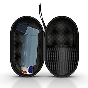 AGOZ Asthma Inhaler Case Zippered Protective Medical Pouch Cover with Wrist Strap (Purple)