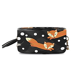 ALAZA PU Leather Small Crossbody Bag Purse Wallet Cute Forest Animals With Fox Cell Phone Bags with Adjustable Chain Strap & Multi Pocket