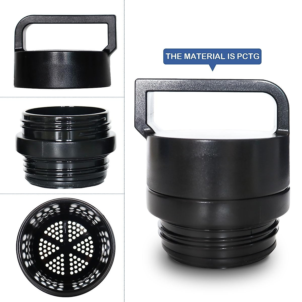 Chug Caps with Ice Blocker Fit for YETI Rambler Bottle and Other Bottles, Replacement Accessories Cap lid Prevent Penetrating Cubed or Crushed Ice during a Drink Fits 18/26/ 36/64 oz Bottles