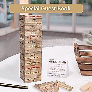 Wedding Guest Book Alternative, 72 PCS Wooden Block Guest Book for Wedding Sign In, Reception, Baby Shower, Guestbook for Wedding, Unique Wedding Book w 4 Paper Signs and 4 Color Signing Pens