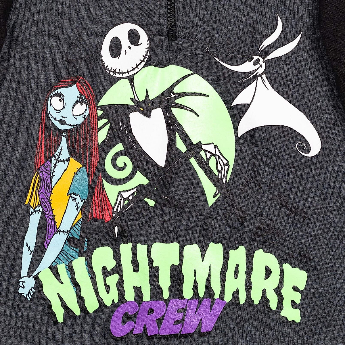 Disney Nightmare Before Christmas Sally Jack Skellington Big Boys Fleece Hoodie Black/Gray 14-16
