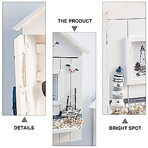 LIFKOME Mediterranean Style Key Cabinet Wood Nautical Style Wall Mounted Wooden Key Holder Storage Box Cabinet Wooden Key Box Wall Mount Hanging Decorative Handmade Key Holder Home Decor