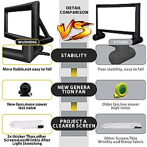 Portable Projector Screens- Huge Air-Blown Cinema Projection Screen Package with Rope, Blower,Tent Stakes - Front & Rear Projection,for Outdoor Party Backyard Pool Fun (Size : 20FT)