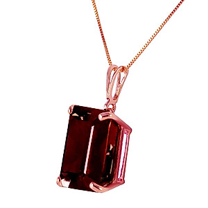 Galaxy Gold GG 14k14 Solid Rose Gold Necklace with 7.0 Carat Octagon-shaped Garnet Pendant