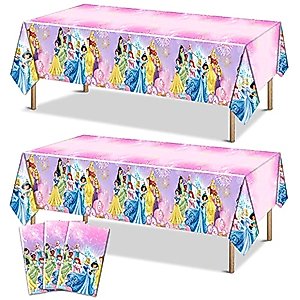 3Pcs Princess Plastic Table Cover for Birthday Party Larger Princess Party Birthday Tablecloth Baby Shower Birthday Party Decorations Supplies 106 * 51 Inch