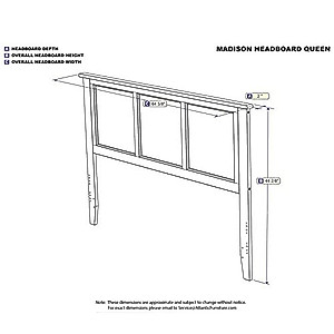 AFI Atlantic Furniture Madison Headboard, Queen, Walnut,AR286844