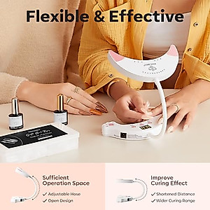 Modelones UV LED Nail Lamp, Gooseneck UV Lamp for Gel x Nails, 48W Nail Light for Gel Nail Polish with 3 Timers and LCD Display, UV Light for Gel Nails, USB LED Nail Lamp for Fast Curing