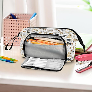 SUABO Big Capacity Pencil Case Doodle Dog Pug Corgi Golden Retriever Husky Labrador Dachshund Pouch Pen Case Pencil Box Stationery Bag Makeup Bag Office Organizer for Adults