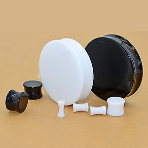 CHUANCI 3-50mm Acrylic Solid Ear plug White&Black Earing Large Big Tunnel Size Stretcher Saddle Flesh Tunnel Expander (One Pair Black,1.1''(28mm))