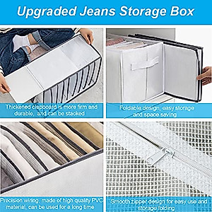 Ujk-TyLun 3Pcs Upgraded Wardrobe Clothes Organizer, PP Board Large Jeans Organizer Box, Washable Foldable Thickened Drawer Organizer Compartment Storage for Tshirt, Pants (White)
