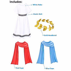 Kids Grecian Robe for Medieval times Olympic palace White Toga Costume 8-10 Years (140)