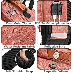 HFSX Laptop Backpack Women Men College Backpacks Bookbag Vintage Backpack Book Bag Fashion Back Pack Anti Theft Travel Backpacks with Charging Port fit 15.6 Inch Laptop Pink