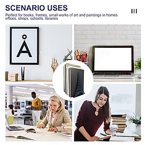 SAFIGLE Book Ends Book Ends Metal Bookend Creative Eiffel Tower Bookends, Black/White Bookends for Book Holder Bool Organizer for Home Office Black Bookshelf Black Bookshelf