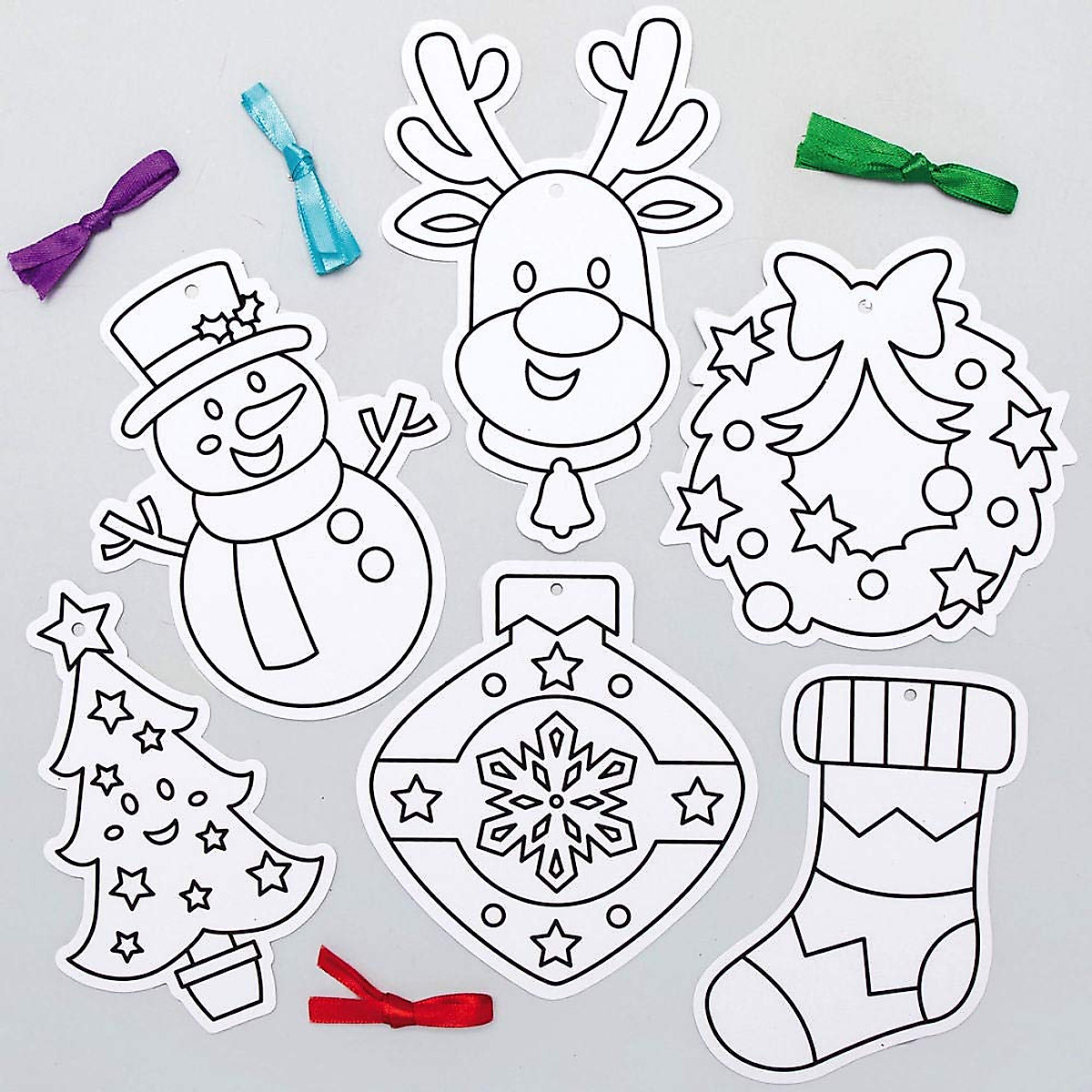 Baker Ross AX485 Christmas Sand Art Decorations - Pack of 12, Festive Tree Ornaments for Creative Craft Activities to Make and Decorate