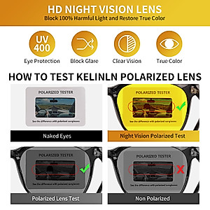 Kelinln Night Vision Driving Glasses Polarized Anti-glare, HD Yellow Tinted Glasses for Women Men