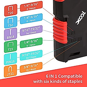 Staple Gun, XOOL 6 in 1 Upholstery Staple Gun, Manual Brad Nailer with 5000 Counts Staples for Wood, Wall, Crafts, Furniture, Decoration DIY, Doors and Windows