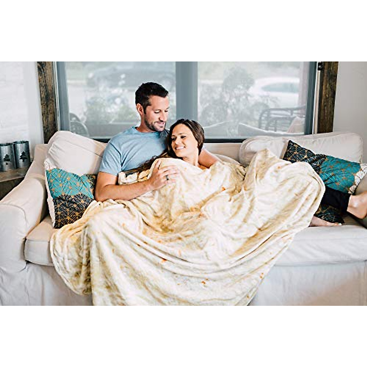 Burrito Wrap Novelty Blanket - Perfectly Round Tortilla Throw (6' Diameter)