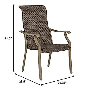 Signature Design by Ashley Windon Barn Outdoor Resin Wicker Patio Arm Chair, 4 Count, Brown
