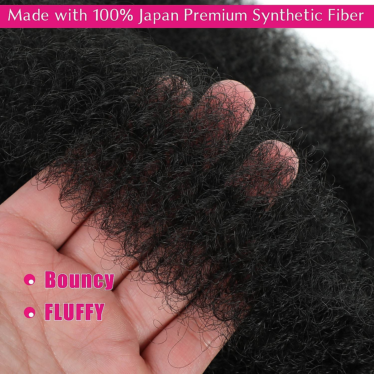 Afro Twist Hair 24 Inch 3 Packs, Springy Afro Twist Hair Pre Fluffed Spring Twist Hair Pre Stretched Wrapping Hair for Soft Locs Hair Extensions (24 Inch (Pack of 3), 1B#)