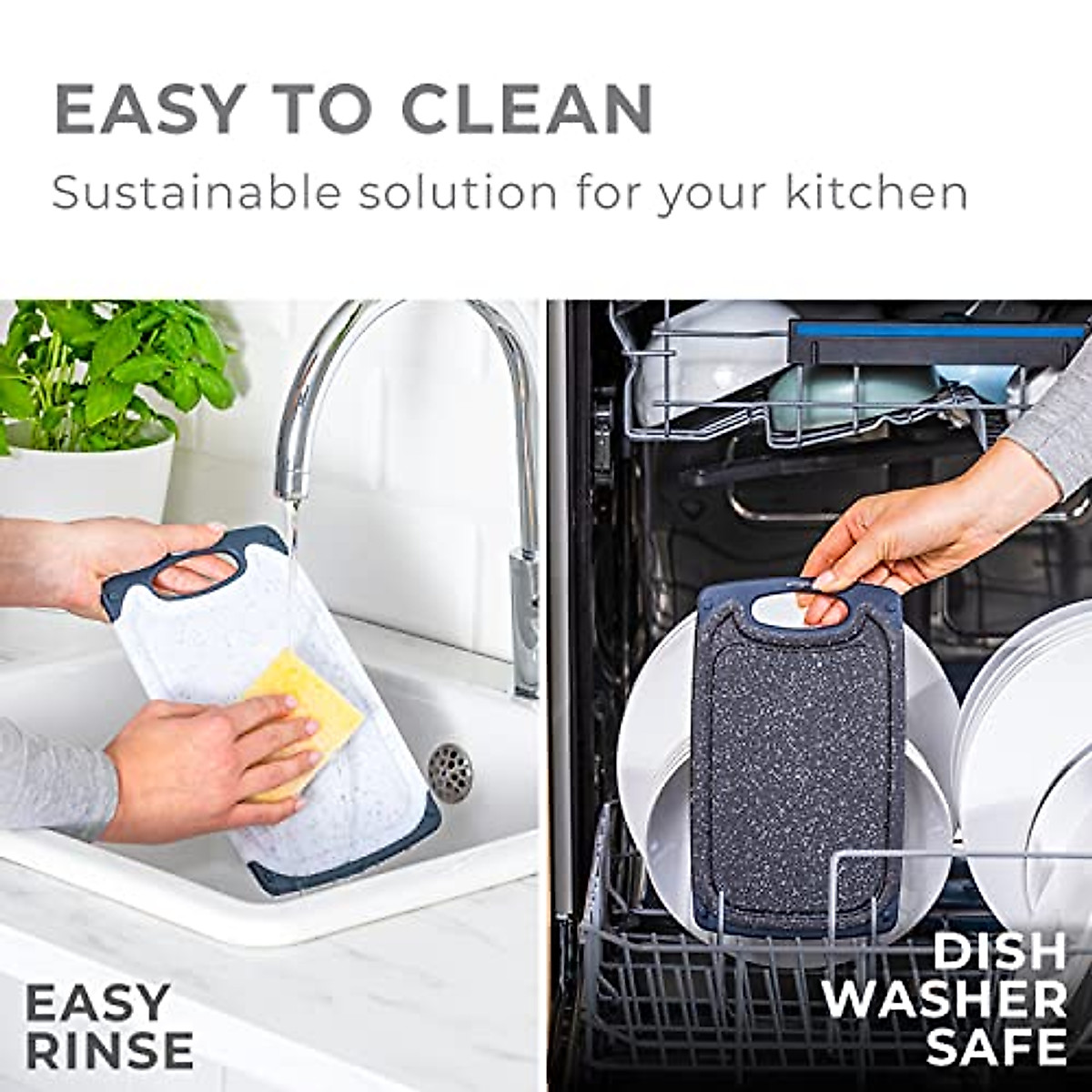 Exitoso Small Cutting Board Set of 4 - Cutting Boards for Kitchen Dishwasher Safe - Non Slip Plastic Cutting Board with Juice Groove - Small Plastic Cutting Boards For Kitchen Essentials