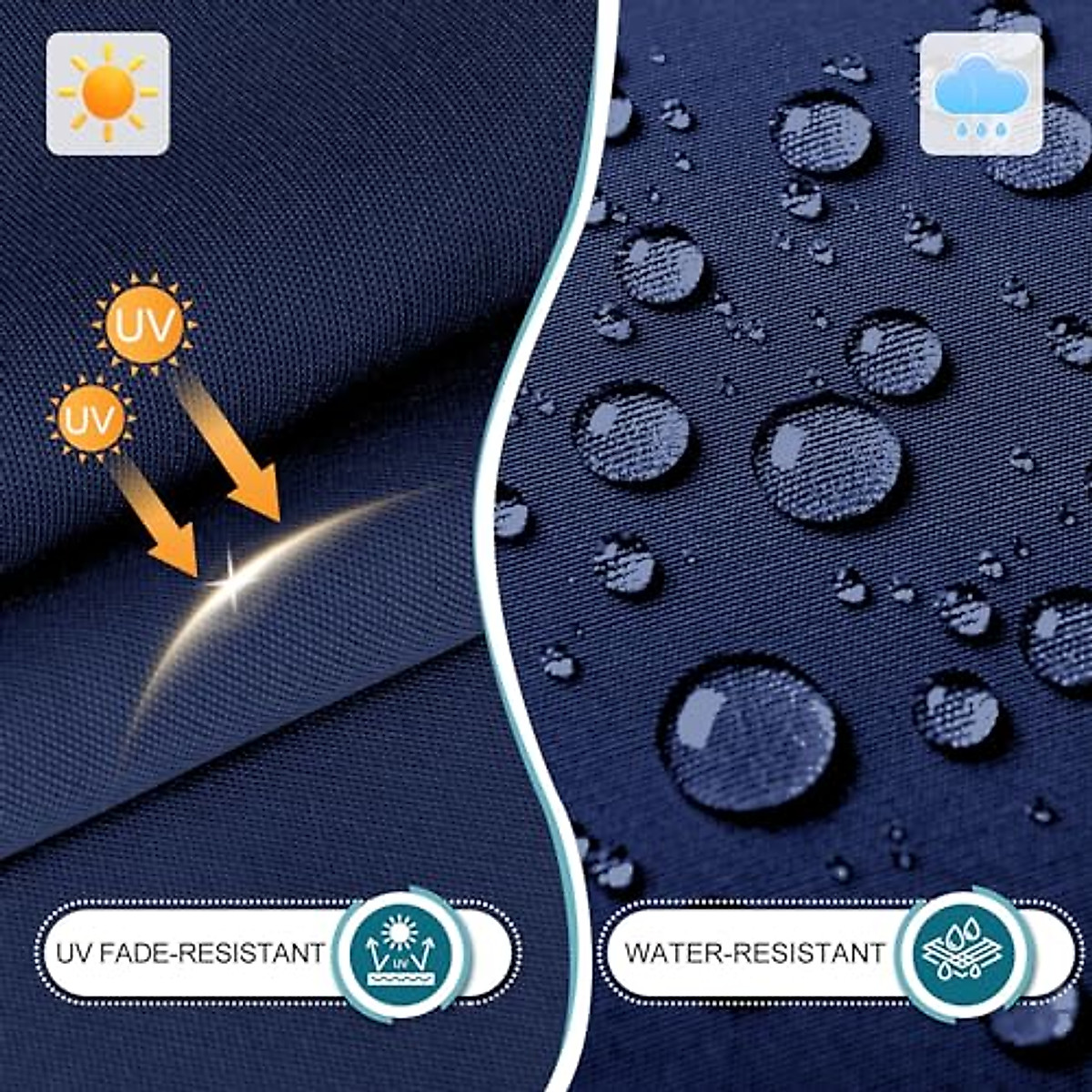 Basic Beyond Outdoor Chair Cushions for Patio Furniture, Waterproof Outdoor Cushions, Square Corner Patio Chair Cushions Set of 4 with Ties, 18.5"x16"x3", Navy