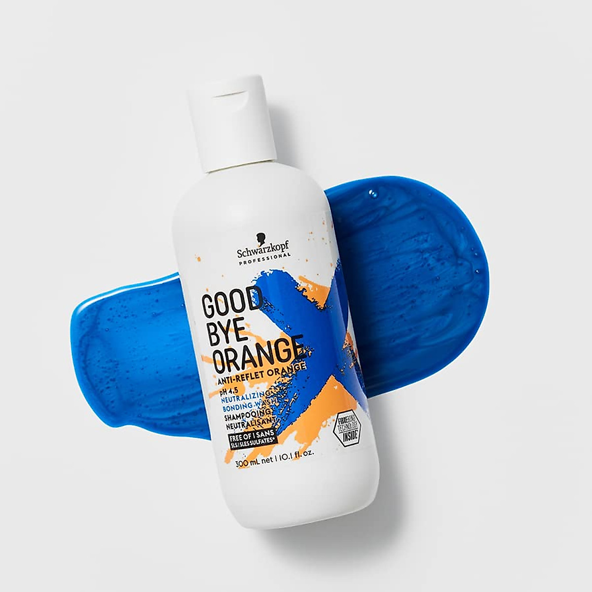 GOODBYE ORANGE Neutralizing Wash Shampoo – Color Balancing for unwanted orange and red undertones – Cleansing Vegan Hair Care with Blue- greenish pigments, 10.1oz