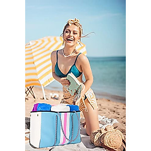 Hirooms Neoprene Tote Bag Multipurpose Beach Bag Travel Shoulder Bag for Women & Men (Blue)