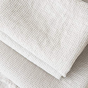 LinenMe Washed Waffle Linen Hand Towels, 20 in x 28 in, Silver