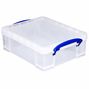 Really Useful Box 4 Pack Storage Bins, Clear Plastic Stackable Organizing Totes, 8.1 Liter