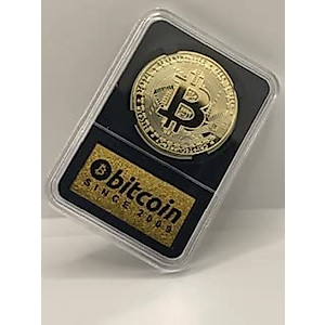 Bitcoin Coin in Collector's Edition Case: Limited Edition Physical Gold Coin with Crypto Coin Display Case | Cryptocurrency Coin with Realistic Details | Desk Home Office Idea for HODL Fans