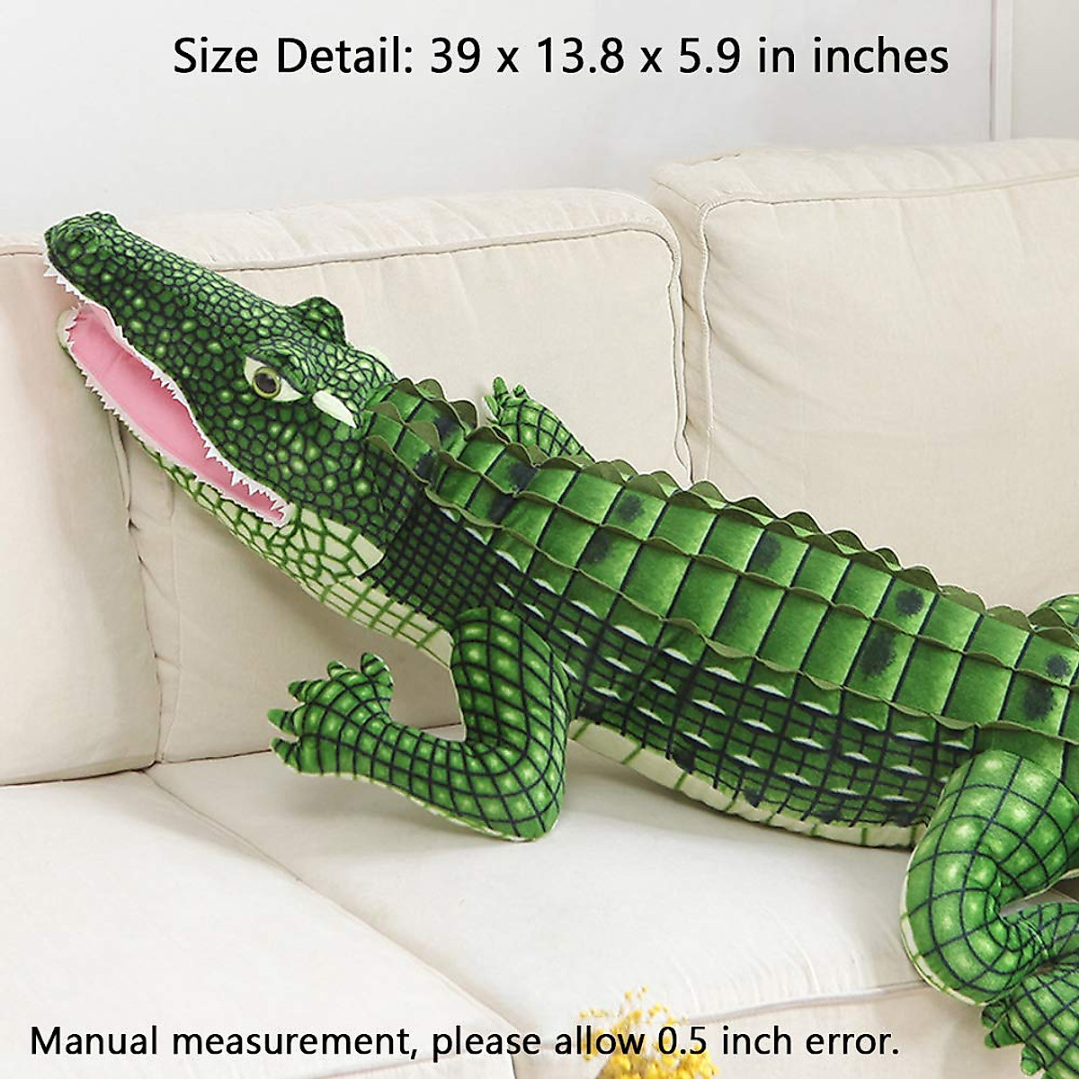 MMTTAO Alligator Plush Toy Realistic Crocodile Stuffed Animal 39 Inch Jumbo Animal Stuffed Soft Plushies Cute Dolls Collection Huggable Throw Pillow Cushion Gift for Kids Children Boys Girls, 39Inches