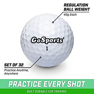 GoSports All Purpose Golf Balls for Play or Practice - 32 Pack with Tote Bag