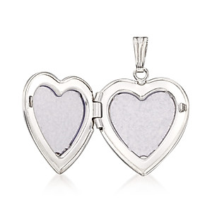 Sterling Silver Floral Heart Locket Necklace With 14kt Yellow Gold Cross. 18 inches