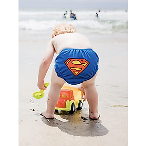 Simple Being Adjustable Snap Reusable Swim Diaper, Double Gusset (DC Superman 3 Years)