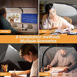 SOMAYO LED Desk Lamp for Home Office Video Conference Lighting,24W Brightest Led Workbench Office Lighting-5 Color Modes and 5 Dimmable Eye Protection Modern Desk Lamp for Monitor Studio Reading