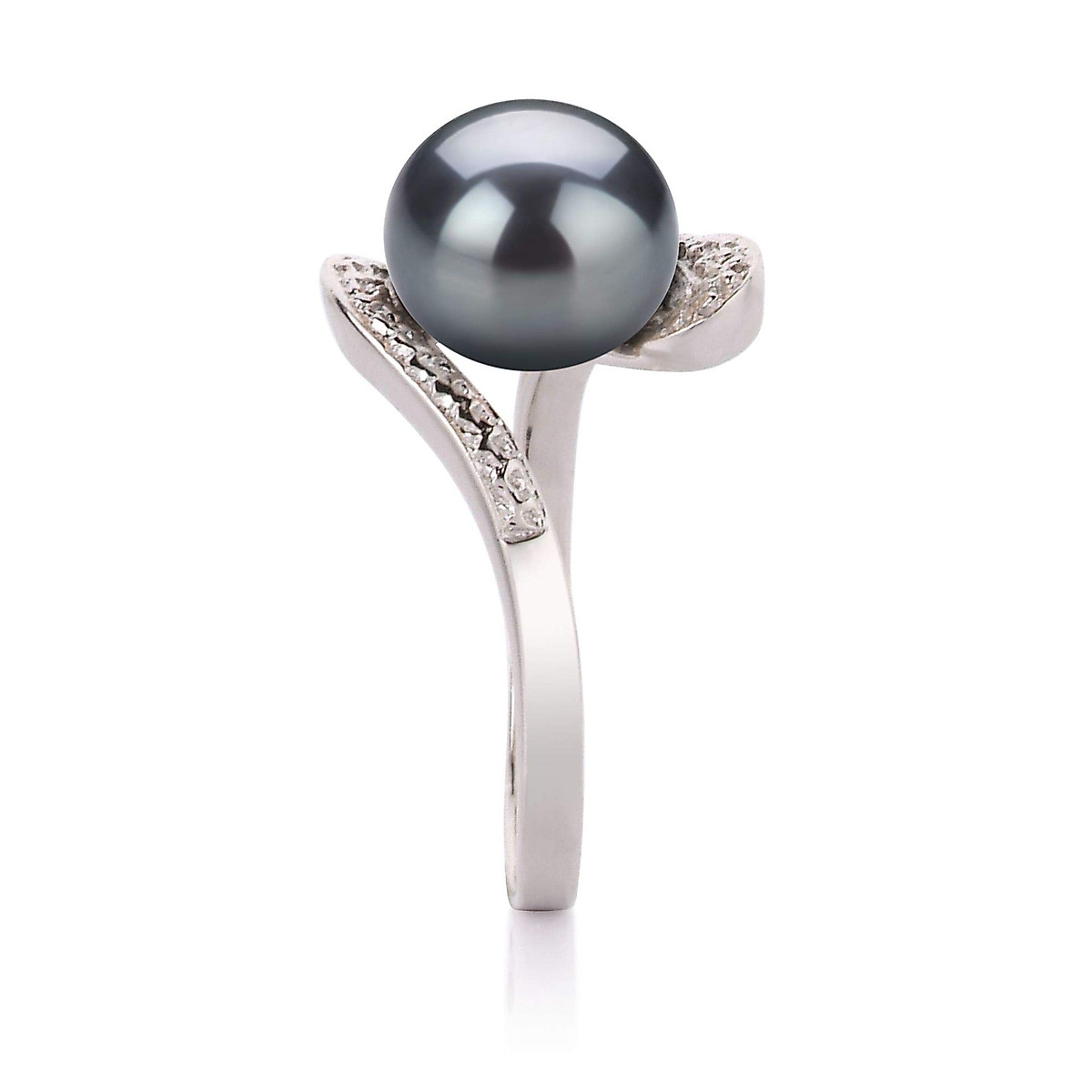 Chantel Black 9-10mm AA Quality Freshwater 925 Sterling Silver Cultured Pearl Ring For Women - Size-9